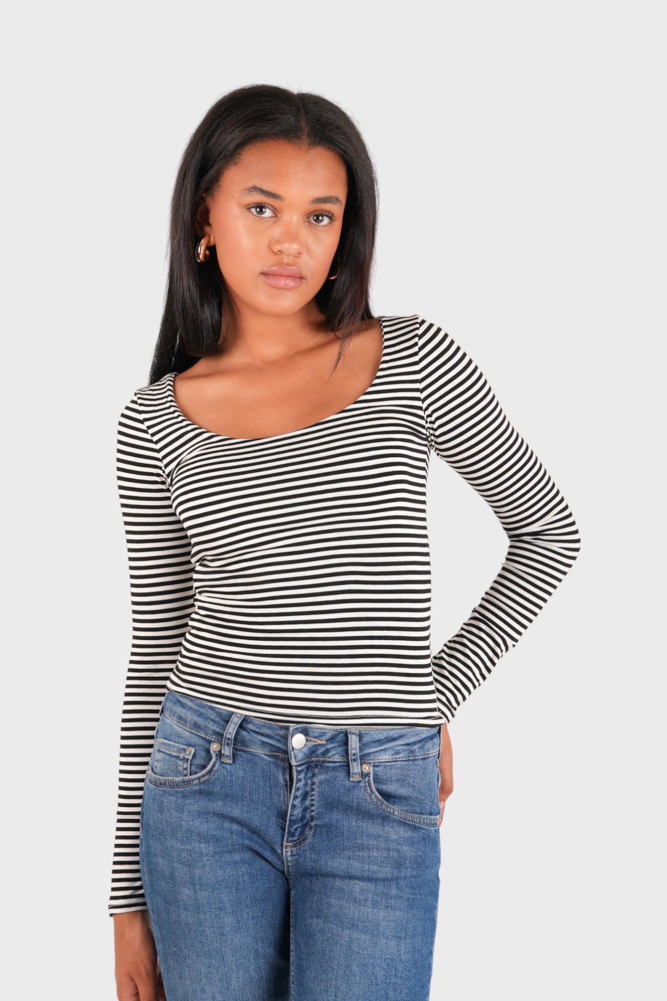 "Nola" Top Striped Black – Meet Me There